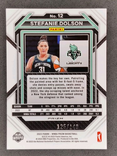 2023 Panini WNBA Prizms STEFANIE DOLSON Purple Prizm /149 #12 New York ...