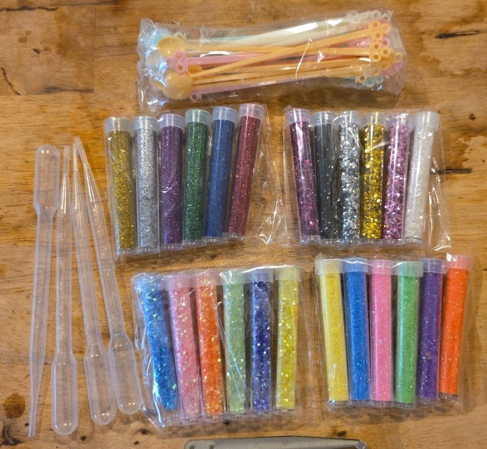 Glitter Nail Kit Colorful Sparkles Shells Flowers Gems New | eBay