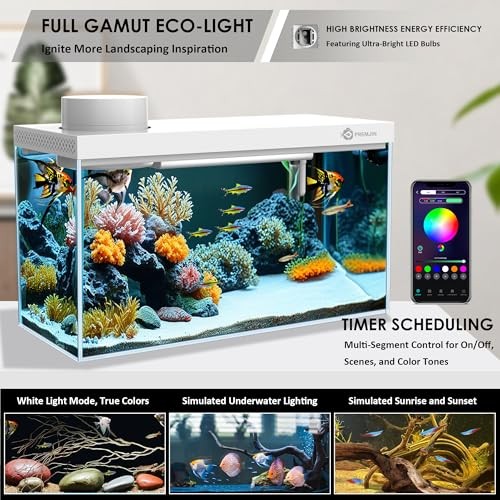 Smart Fish Tank Aquarium Kit with APP Control and Auto Feeder - 1.5 Gal ...
