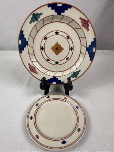 Hartstone "Cheyenne" Aztec Design 11" Dinner Plates & 8" Bread Plate ...