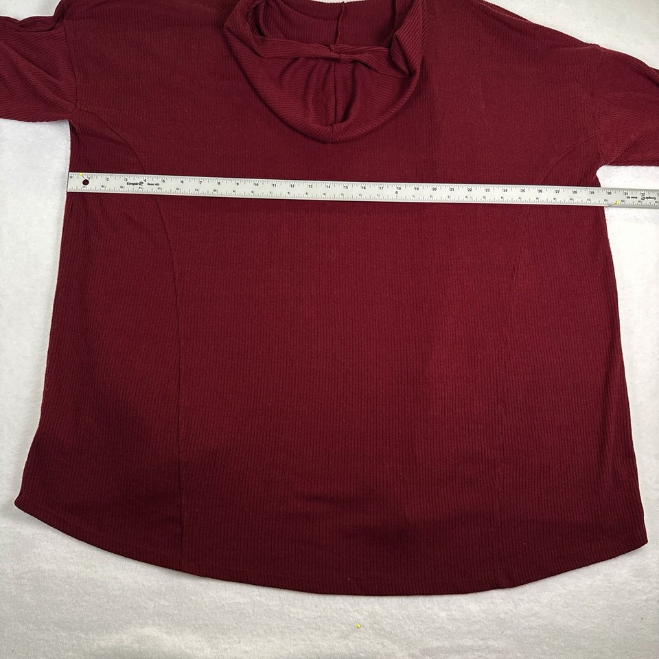 MAURICES Hooded Open Cardigan Womens 3X Maroon Rib Knit Tunic Length ...
