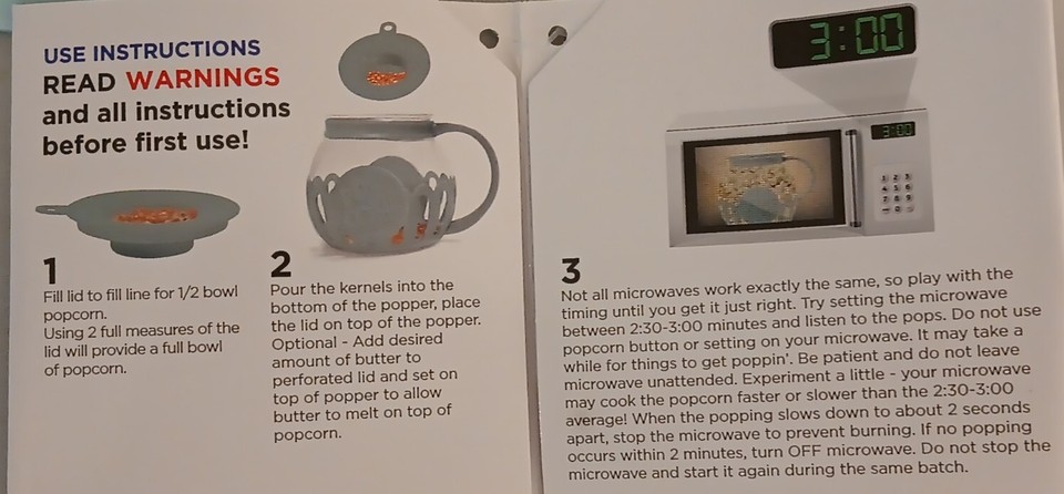 Epoca Ecolution Micro Pop Popcorn Popper No Oil Req Temperature Safe ...