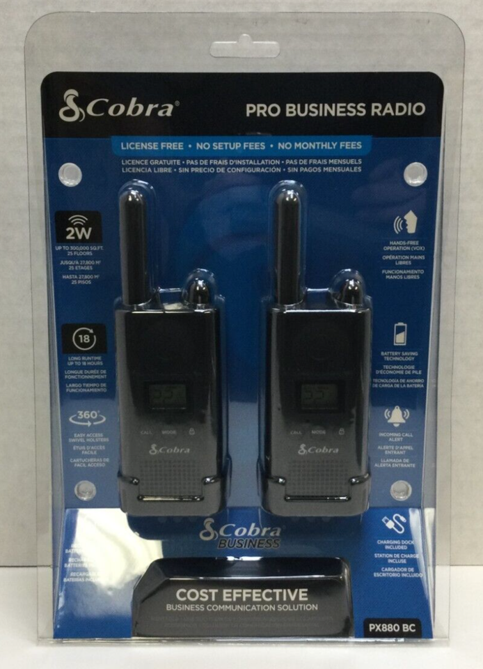 Cobra PX880 Two-Way Radios Plus Cobra Surveillance Headset GA-SV01 ...