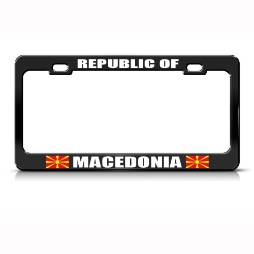 REPUBLIC OF MACEDONIA FLAG BLACK COUNTRY Metal License Plate Frame Tag ...