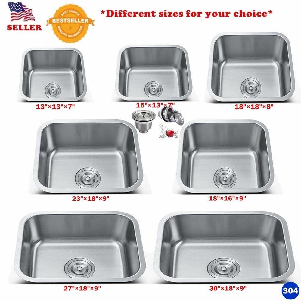 New Stainless Steel Undermount Single Bowl Kitchen/Bar Sink 18Gauge ...