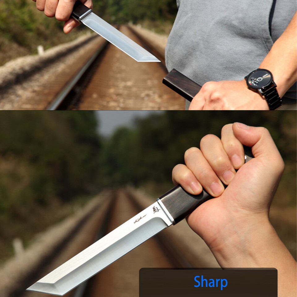 Full Tang D2 Steel Tanto Knife Fixed Blade Tactical Survival Short ...