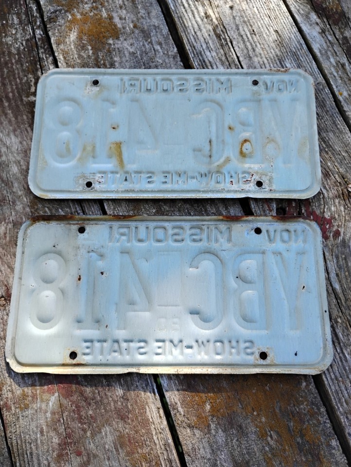 PAIR 1997 Missouri License Plates - "YBC 418" NOV 97 stickers SHOW-ME ...