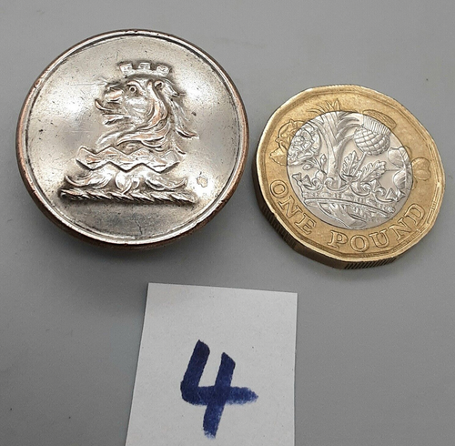 Antique Silver Plated Heraldic Livery Button - Crowned Demi Lion - Pitt ...