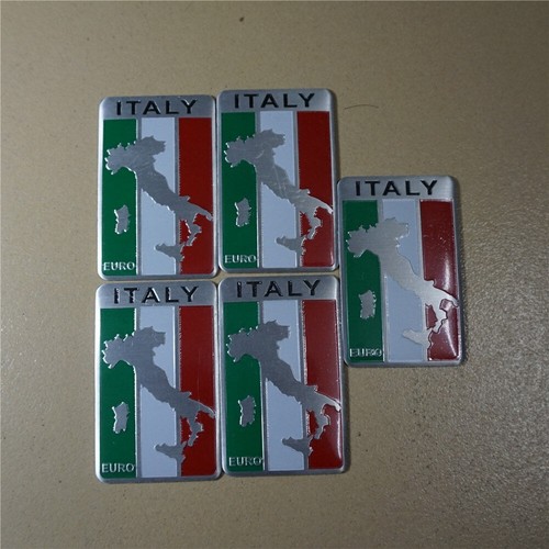 5x Long ITALY Map Flag Metal Emblem Decal Badge Sticker Engine Vehicle ...