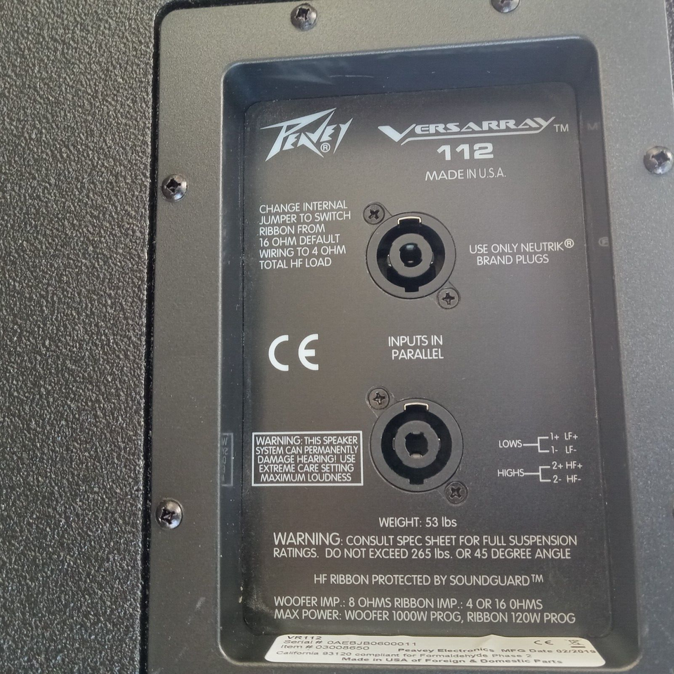 Peavey Versarray 112 MKII Line Array Speaker (Manufactured in the USA ...