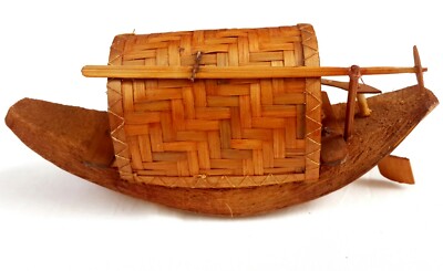 "Sampan" Model Boat From Coconut Shell, Bamboo Craft Row Boat Thai ...