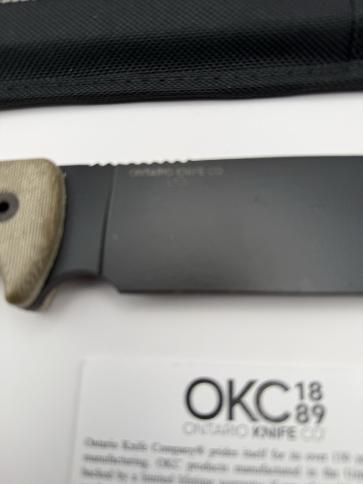 Ontario Knife Company OKC RAT-7 Fixed Blade Knife 1095HC Micarta Handle ...
