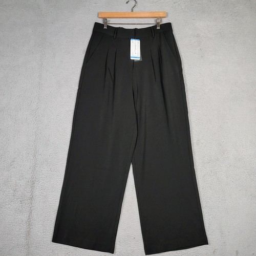 French Connection Pants Womens Large Black Pleated Wide Leg Trouser ...