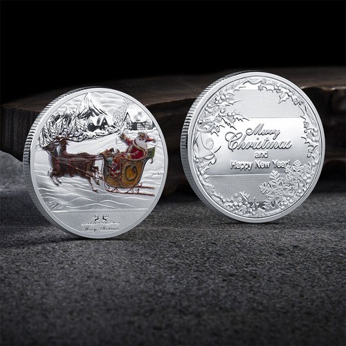 4 Pcs Medals Christmas Gift Commemorative Coin Santa Claus Silver ...