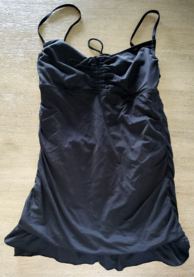 COCO RAVE 1 pc XL 38C 38 C SWIM SWIMMING SUIT solid black ruffle bottom ...