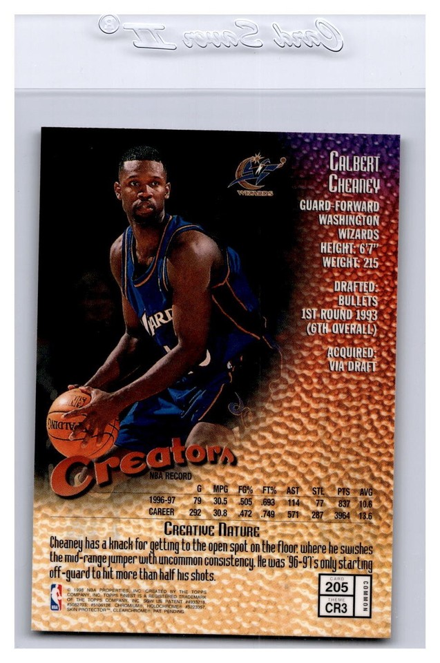 1997-98 Topps Finest Creators #205 Calbert Cheaney - Washington Wizards ...