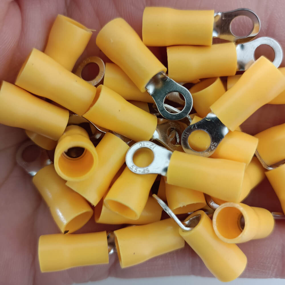 50-300Pcs Yellow 12-10 Gauge Car Ground Wire Ring Terminals Vinyl ...