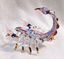 Blue Maroon SCORPION hand blown art glass figure 4 inch gold trim ...