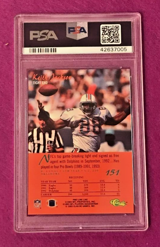 KEITH JACKSON 1993 Pro Line Live #151 PSA 9 Mint Miami Dolphins | eBay