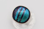 Minimalist Colorful Foiled Glass Ring Size 9, Round Iridescent Dichroic ...