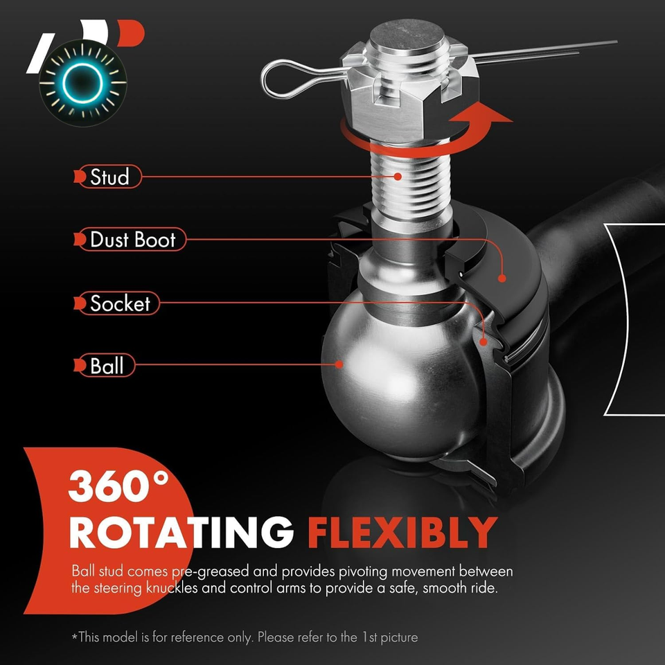 2 x Front Outer Tie Rod Ends Compatible with Fusion 2013-2020 Edge 2015 ...