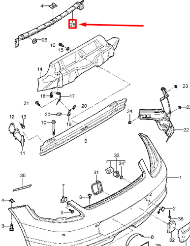 PORSCHE CAYMAN 987 Rear Bumper Middle Bracket Mount 98750584100 NEW ...