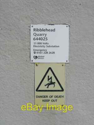 Photo 6x4 Warning sign on Ribblehead Quarry sub-station Ribble Head ...