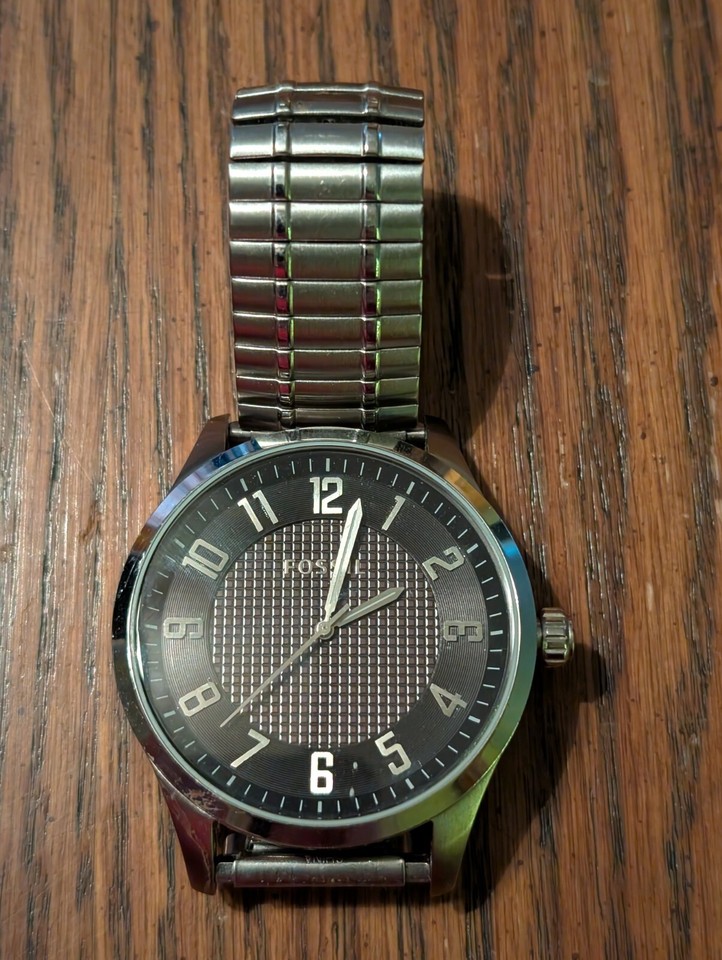 Fossil Men's FS4495 Large Numeral Black Stainless Black Dial Watch ...