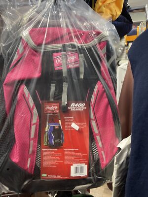 Rawlings R400 Players Youth Bat Pack Backpack Baseball / Softball ...