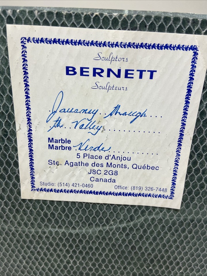 David Bernett Signed Carved Green Marble Sculpture Journey Through The ...