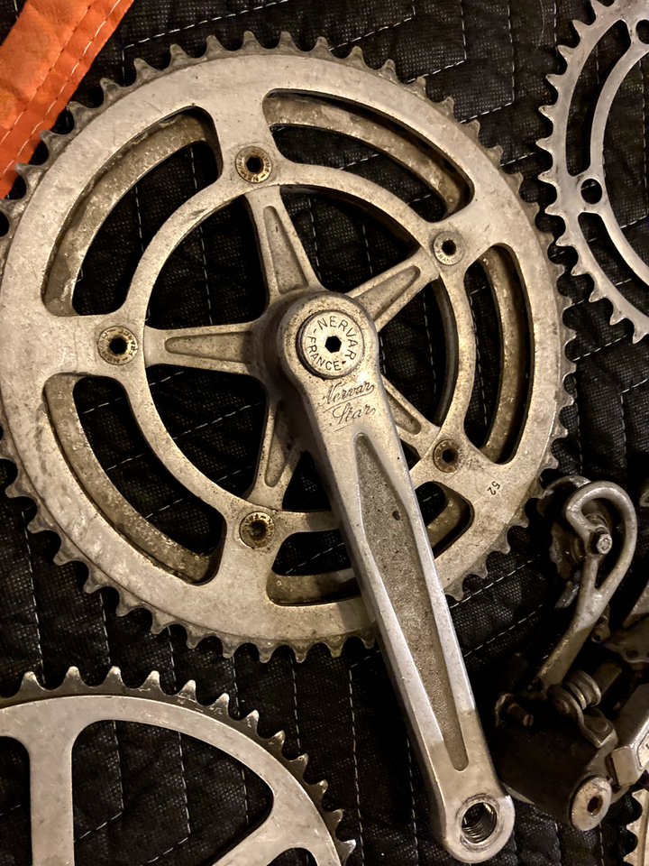 Huge lot vintage French road bike parts #3 TA Stronglight Nervar ...