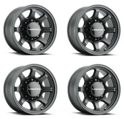 Set 4 16" Vision Off-Road 351 Flow Satin Black Wheels 16x8 8x6.5 Truck ...