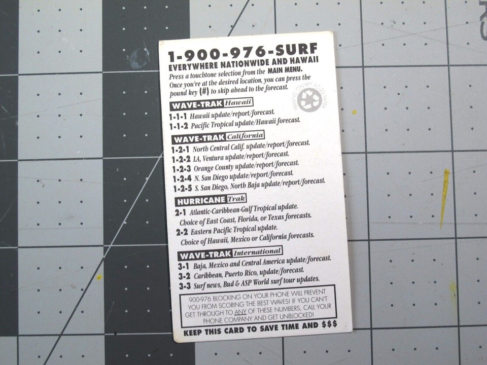 vtg Surfing -Surfboard company business card Surf Line 976-Surf | eBay