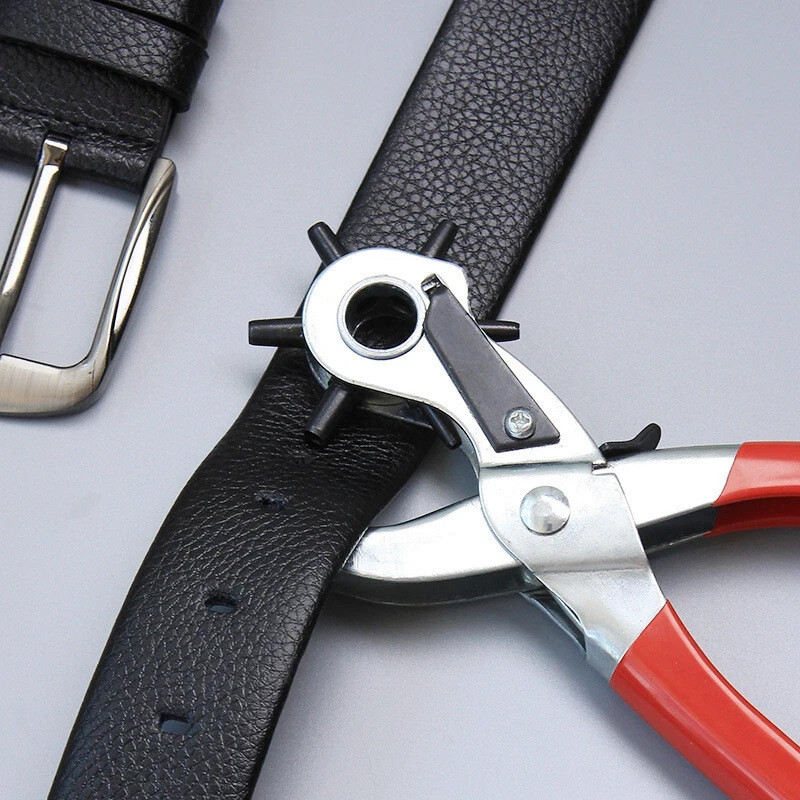 9" Leather Hole Punch Heavy Duty Hand Pliers Belt Holes 6 Sized Puncher ...