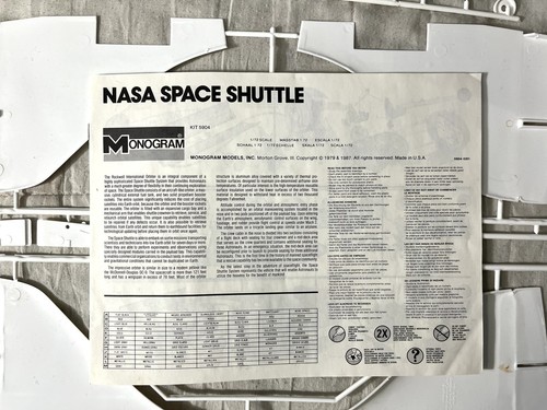 Monogram NASA Space Shuttle 1:72 Scale Model Kit Vintage 1987 5904 with ...