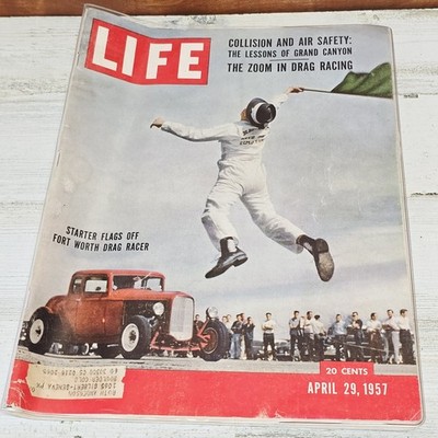 Vintage Life Magazine April 29 1957 DRAG RACING Hot Rods Airline Crash ...