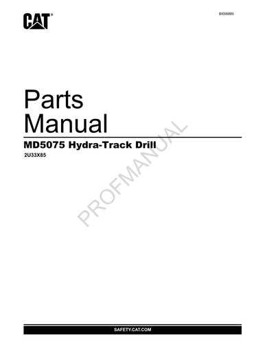 Caterpillar Cat MD5075 Hydra Track Drill Parts Catalog Manual ser ...
