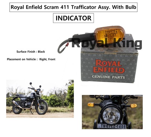 Royal Enfield "Trafficator Assy. With Bulb RH Front Black" FOR Scram ...