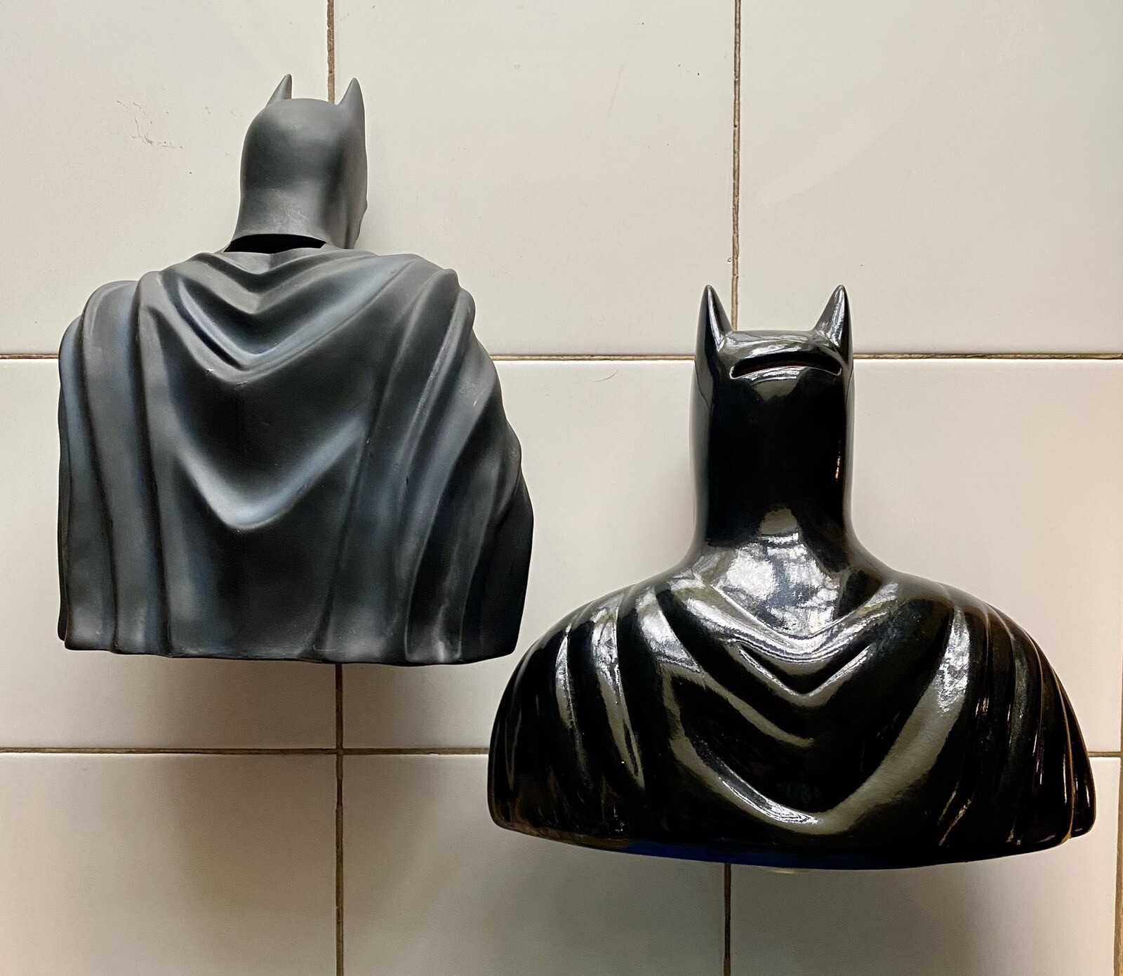 BATMAN BUST COIN BANKS Collection (Ceramic Bank & Vinyl Bank) With ...