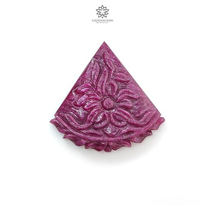 37.20cts Natural Red Ruby Hand Carved Triangle Shape Unheated Gemstone ...