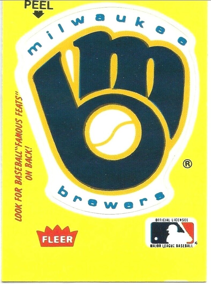 1986 Fleer Stickers Famous Feats Insert Bill Klem 8 Of 22 Brewers Logo ...