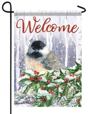 Welcome Holly Chickadee Garden Flag | eBay