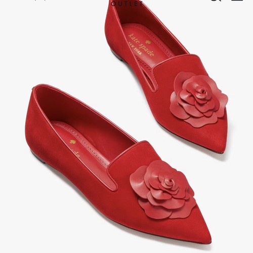 Brand New Kate Spade Suede Red Rose Flats Slides Shoes 9.5 | eBay
