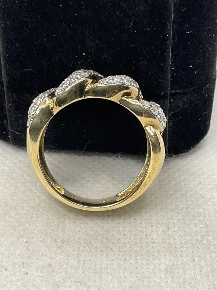KC GORGEOUS Solid 10K Yellow Gold Diamond Cuban Curb Link Chain Style ...