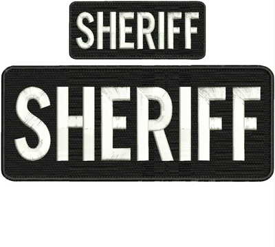 "Sheriff" embroidery patch 4x10 and 2x5 inches hook white | eBay
