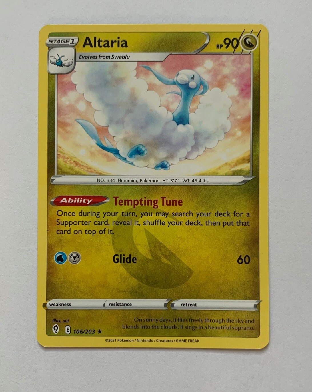 Altaria 106/203 ~ Rare ~ Non Holo Evolving Skies ~ Pokemon TCG Card ...