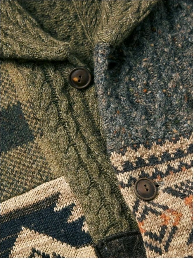NWT!!! RRL Double RL Ralph Lauren Patchwork Wool Blend Cardigan Men's ...