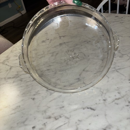 Vintage PYREX DEEP DISH PIE PLATE 9 1/2" Fluted Rim Tab Handles Clear ...