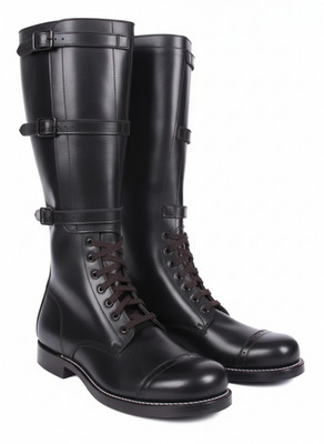 US M40 Cavalry 3 Buckle Black Leather Boot - Officer Riding Long Boot ...