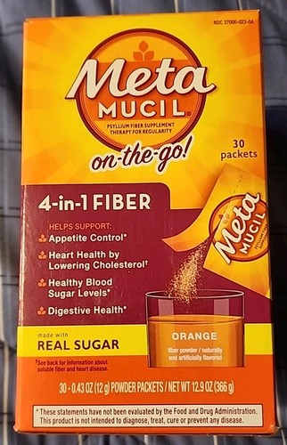 Metamucil On The Go Smooth Texture Fiber Orange Single Dose Packets 30 ...